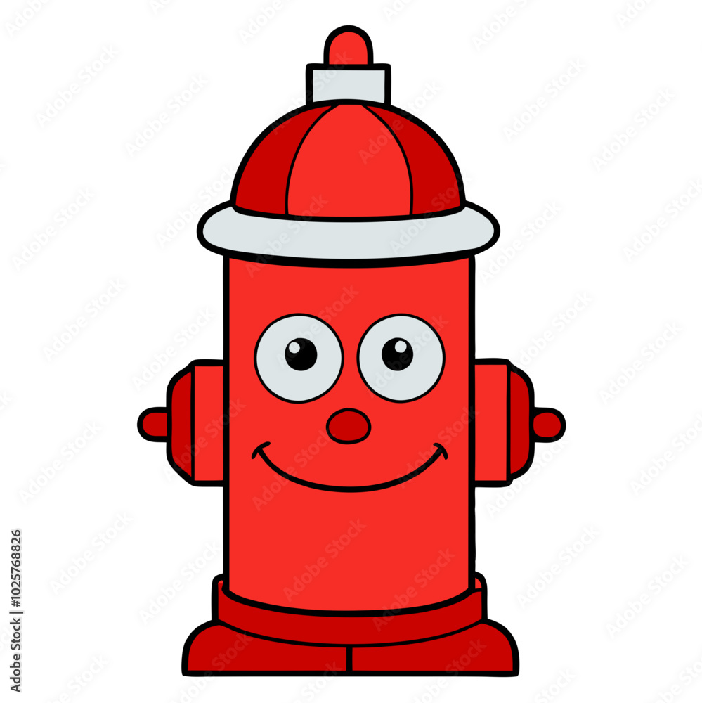 Happy Fire Hydrant: A friendly and cartoonish fire hydrant with a big ...