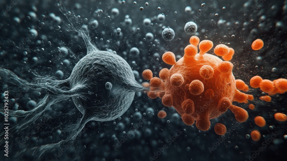 A detailed side-by-side comparison of normal versus diseased cells ...