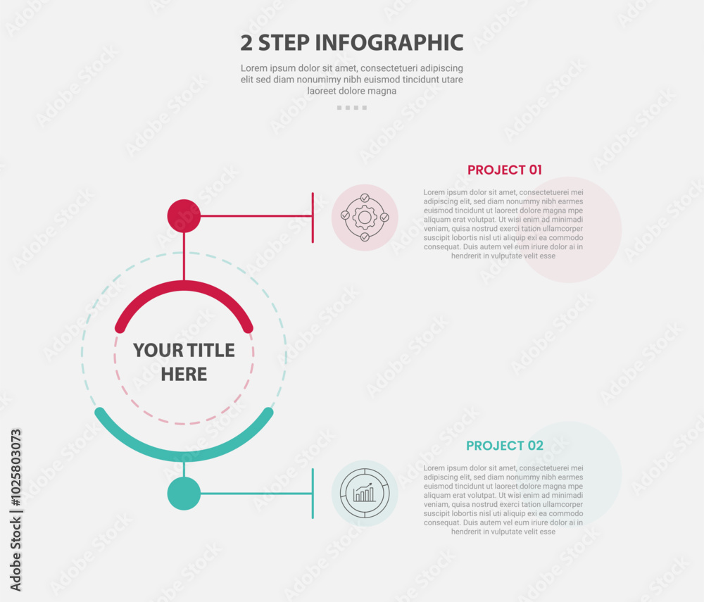 2 points template infographic outline style with 2 point stage or step ...