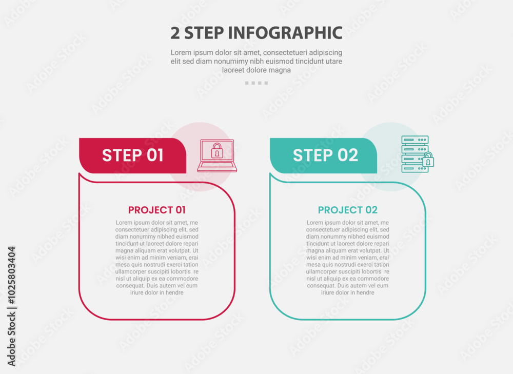 2 points template infographic outline style with 2 point stage or step ...