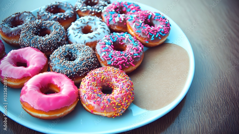 Mini Donuts on a Plate: A plate filled with mini donuts—bite-sized ...