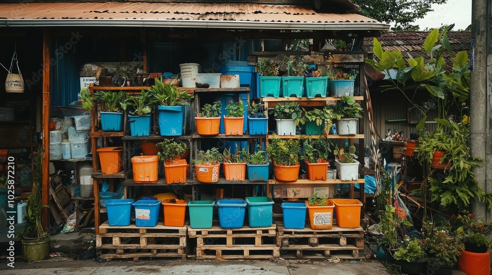 An upcycling corner at a recycling center, where discarded items are ...