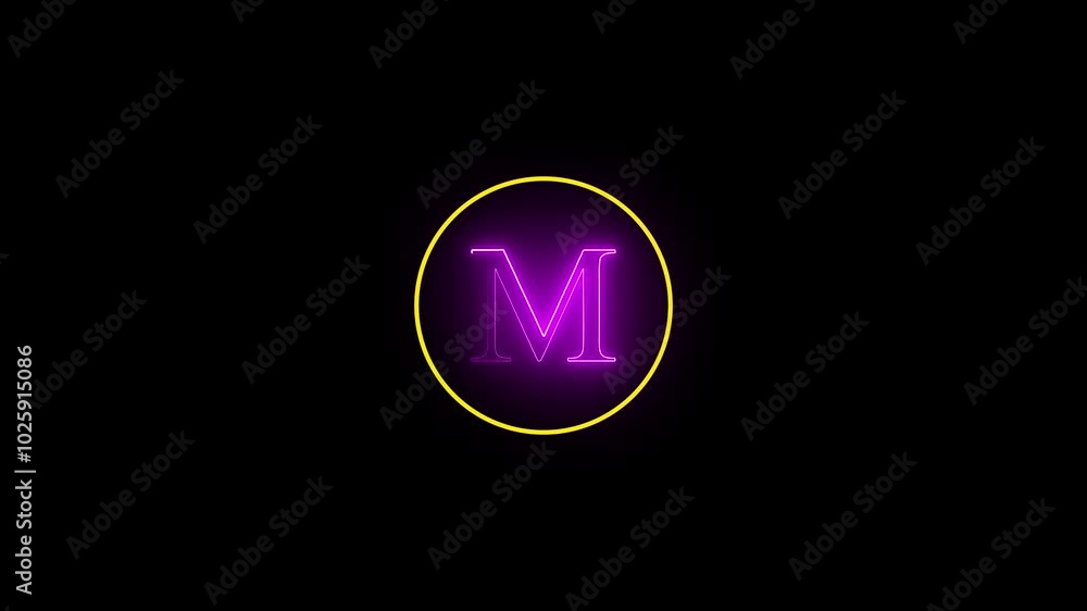 circle Neon font letter M. Animated neon alphabet, neon font M, neon ...
