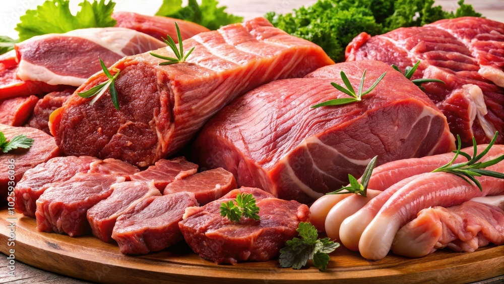 Macro photography of raw meat on a transparent background, perfect for ...