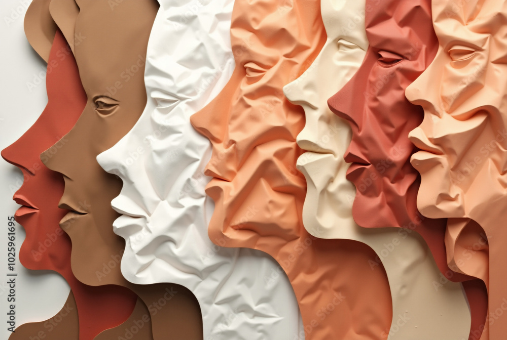 Diverse Crumpled Paper Faces Collage: Abstract Art for Identity ...