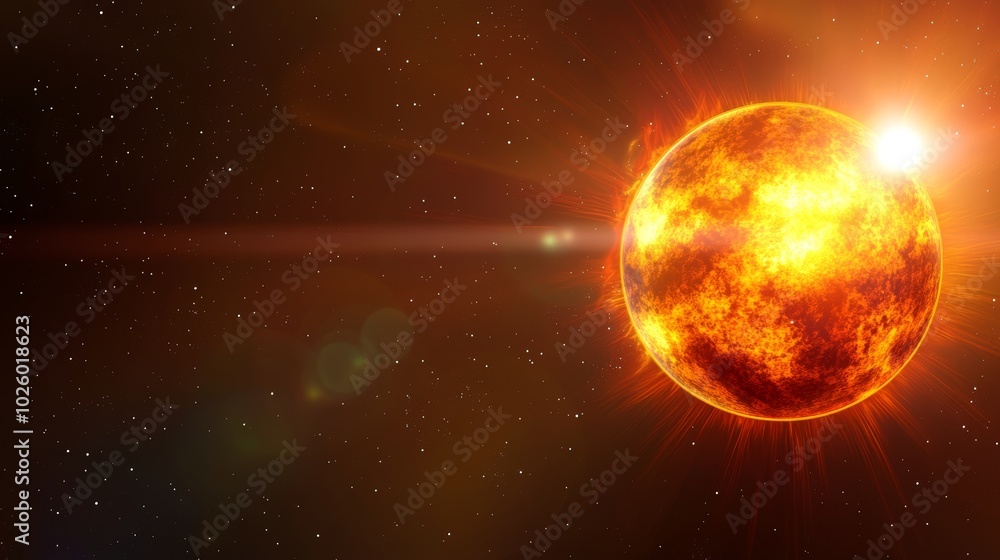 Solar activity and flares on the sun's surface illustrating global ...