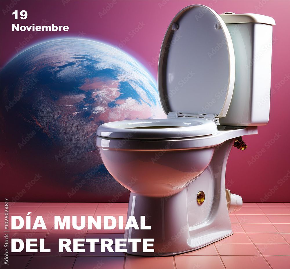 Dia mundial del retrete con un retrete blanco aislado sobre un fondo ...