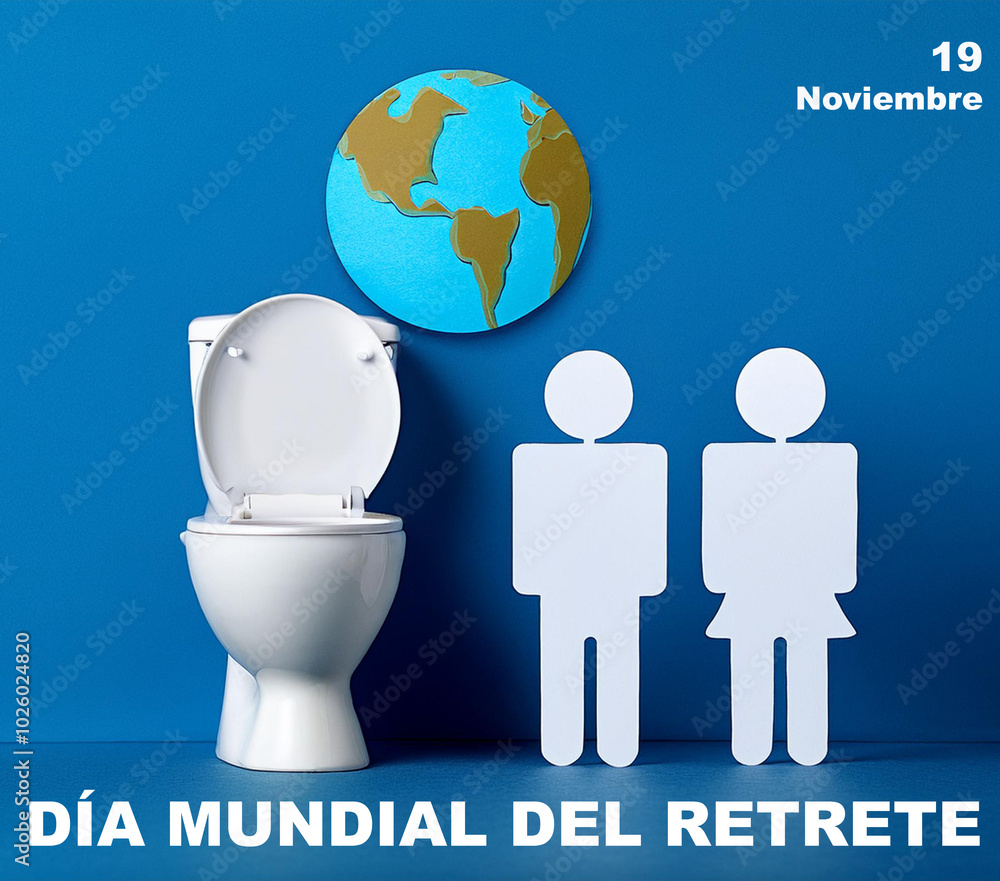 Dia mundial del retrete con un retrete blanco y dos personas en ...
