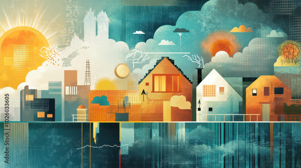 Extreme Weather Preparedness Illustration: Warm and Cool Tones with ...