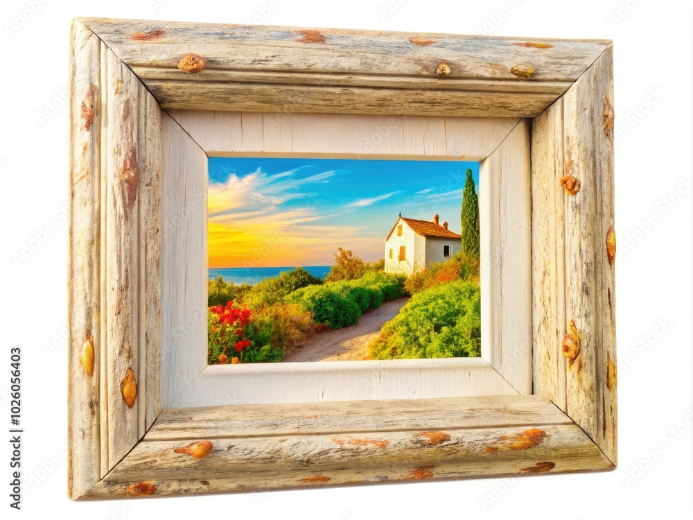 Featuring a beautiful vintage white wood design, this photo frame ...