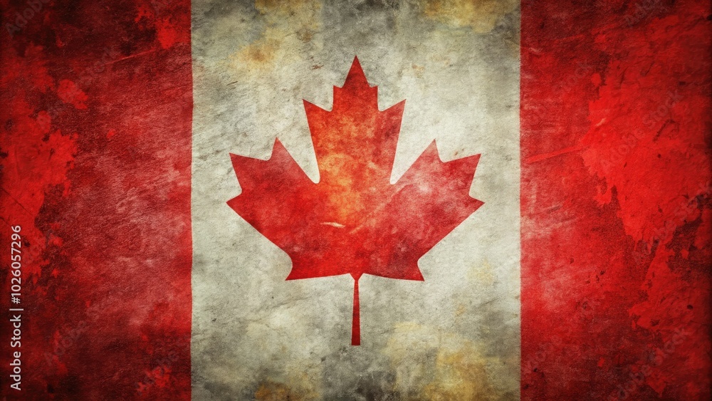 Featuring a rugged, distressed Canadian flag design with a grunge ...