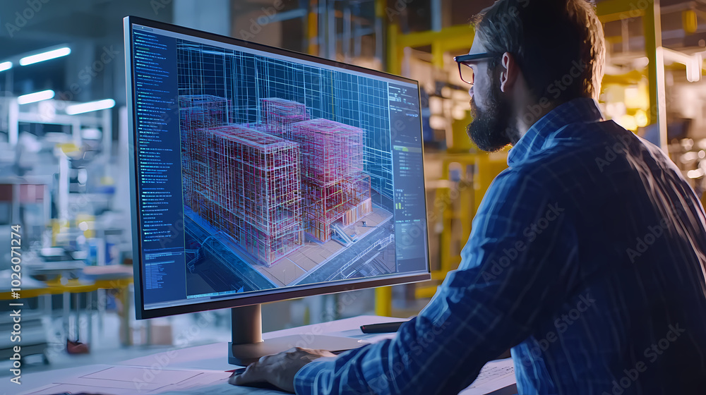 Generative AI, Architect Working on Real-Time BIM Model with Blueprints ...