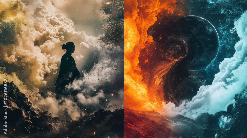 Combine the elements of the two images into one cohesive design Stock ...
