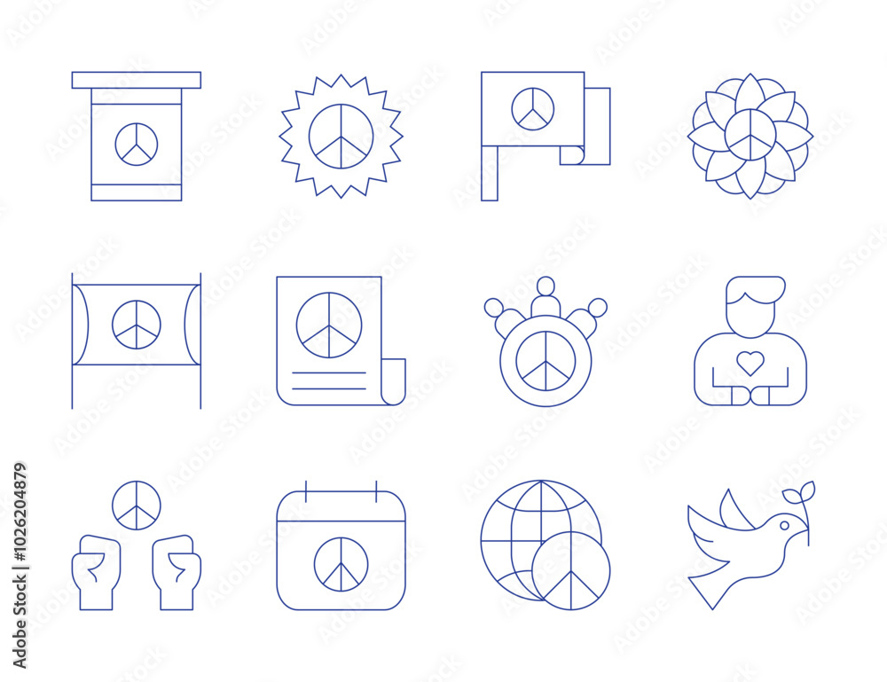 Peace icons. Thin Line style, editable stroke. peace festivals ...