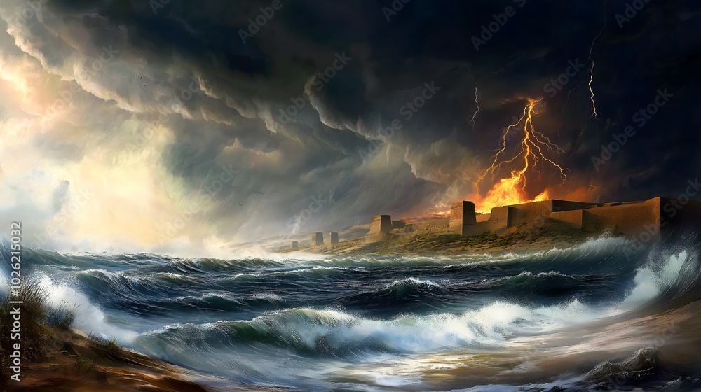 Biblical Depiction of the Plagues of Egypt: A Religious Christian Scene ...