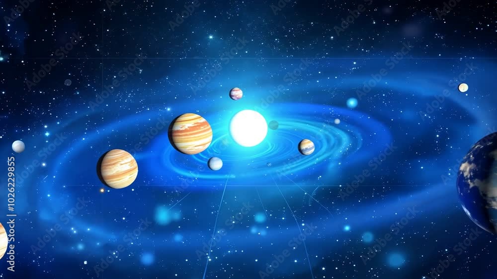 Animated background with a blue background galaxy of moving stars with ...