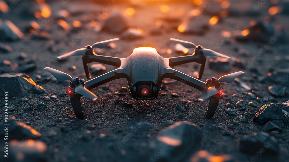 Cutting-Edge Drone with High-Resolution Camera in Sleek Case Stock ...