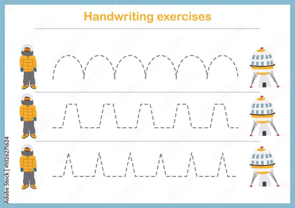Basic writing exercises. Trace line worksheets for children. Preschool ...