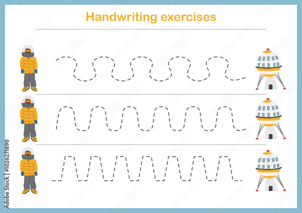 Basic writing exercises. Trace line worksheets for children. Preschool ...
