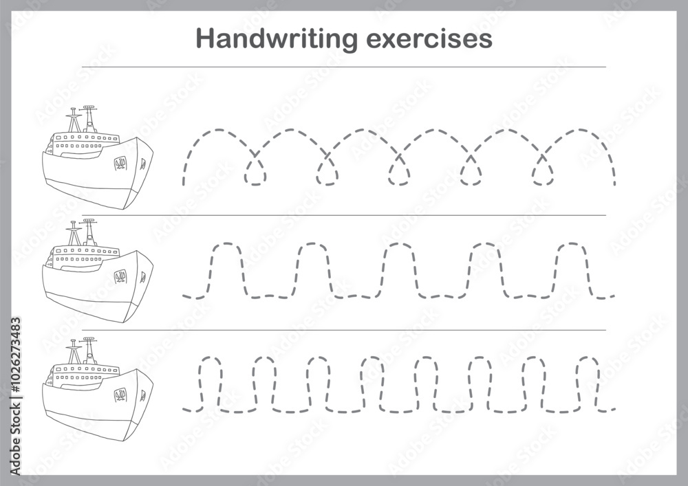 Basic writing exercises. Trace line worksheets for children. Preschool ...