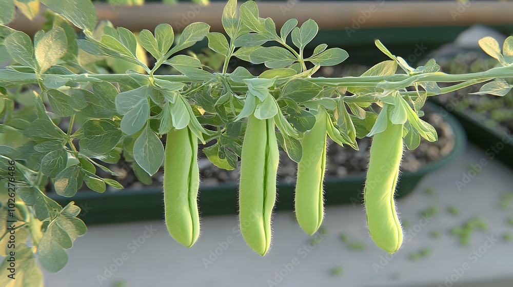 Pea Field Sunset: The golden hour—pea plants casting long shadows as ...