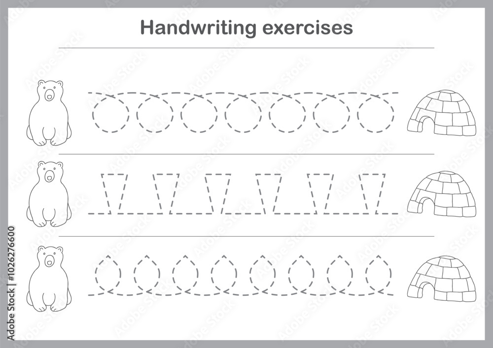 Basic writing exercises. Trace line worksheets for children. Preschool ...