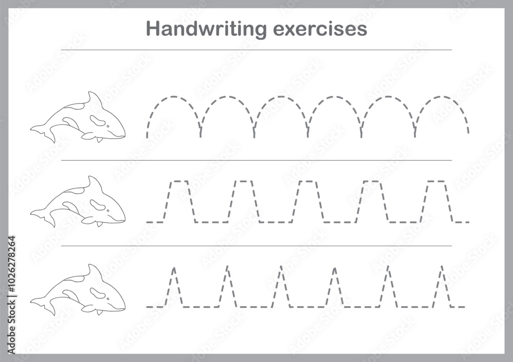 Basic writing exercises. Trace line worksheets for children. Preschool ...
