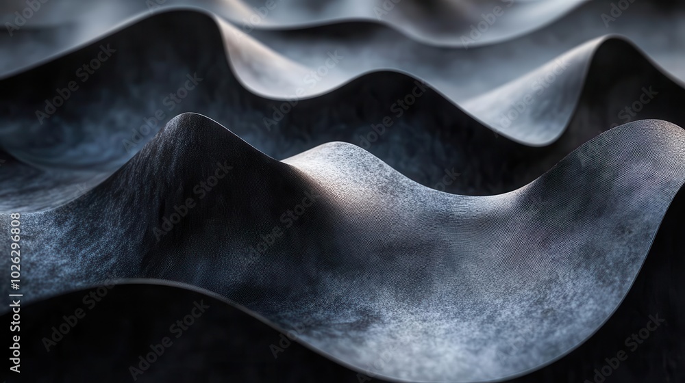 intricate folds of black toner paper juxtaposed with a cool poster ...