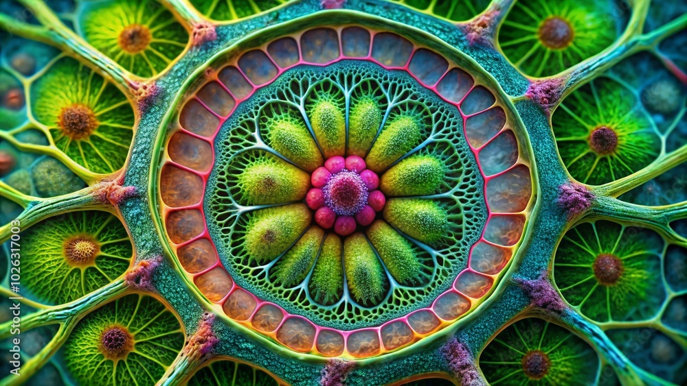 Detailed View of Dicot Root Under Microscope with Labeled Structures ...