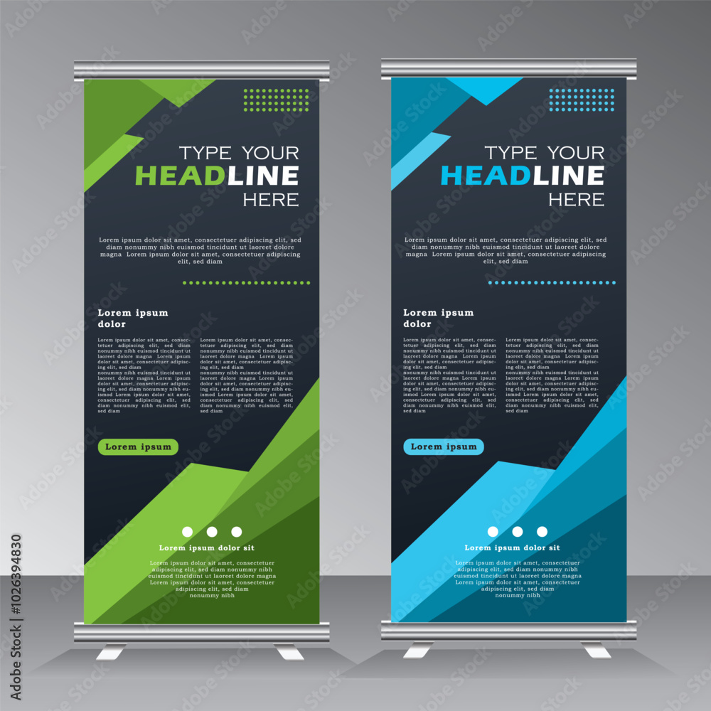 Roll up banner design display template, verticl banner design with ...