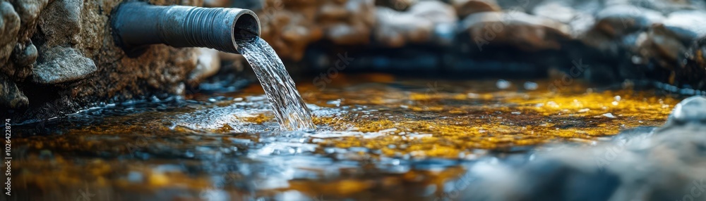 Water flowing from a tap turning into polluted sludge, visualizing the ...