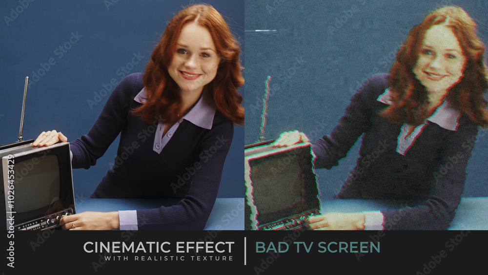 Bad TV Screen Cinematic Effect with Realistic Texture Stock Template ...