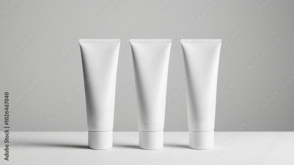 Minimalist toothpaste tubes with a smooth matte finish, featuring no ...