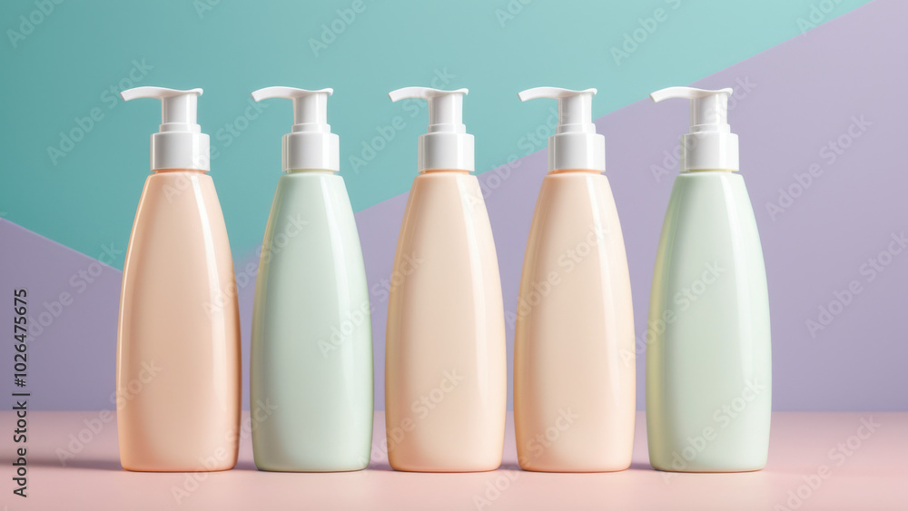 This image showcases tall, ergonomic body lotion bottles with a clean ...