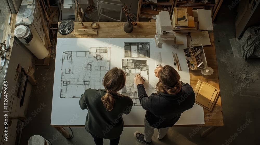 Architectural planning and interior design collaboration. Two ...