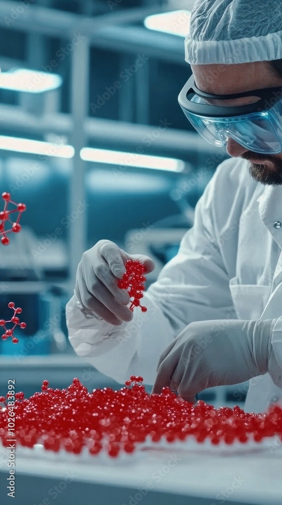 Pharmaceutical scientist using augmented reality AR glasses to ...