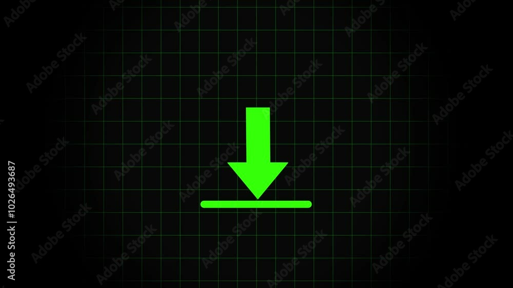 Animation of download symbol, arrow animation on black transparent ...