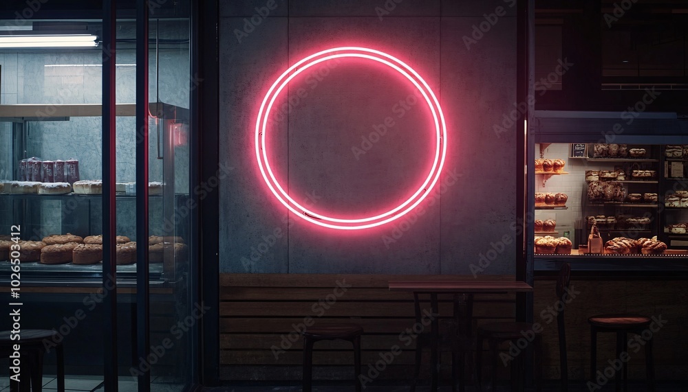 Circular shop signage design mockup featuring an isolated display for ...