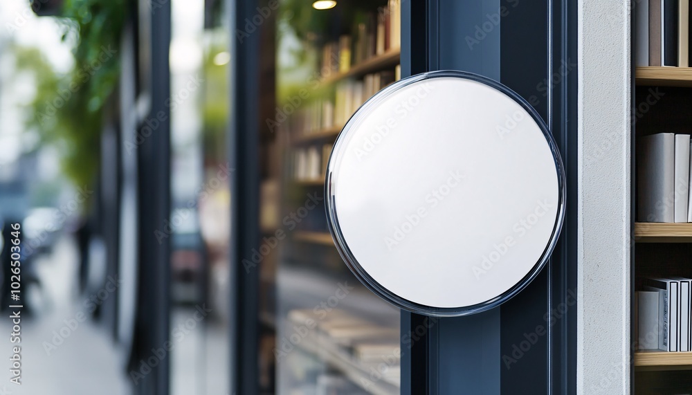 Circular store signage design mockup featuring a minimalist style and ...