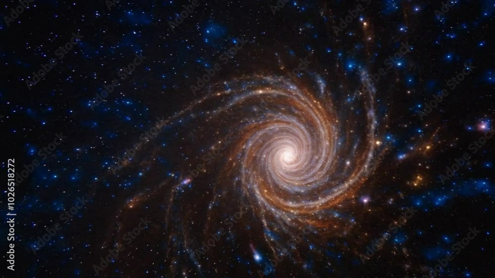 A beautiful, spiraling galaxy full of stars and colorful nebulae slowly ...