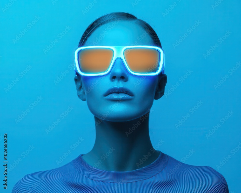 Person under a UV camera, revealing sun damage and skin imperfections ...