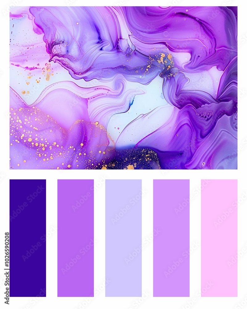 Color palette, purple art, alcohol ink, gradient. Fashion concept ...