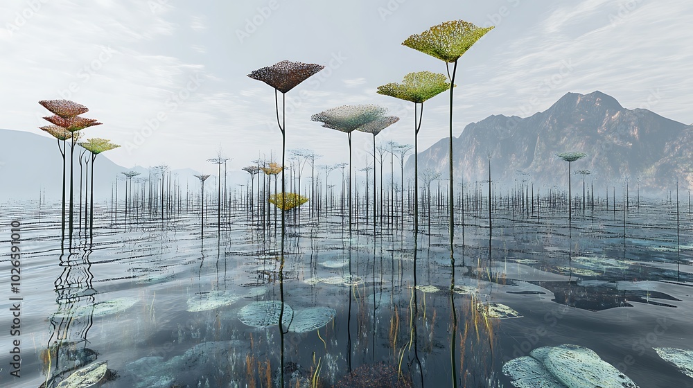 A digital biology model demonstrating the process of photosynthesis and ...