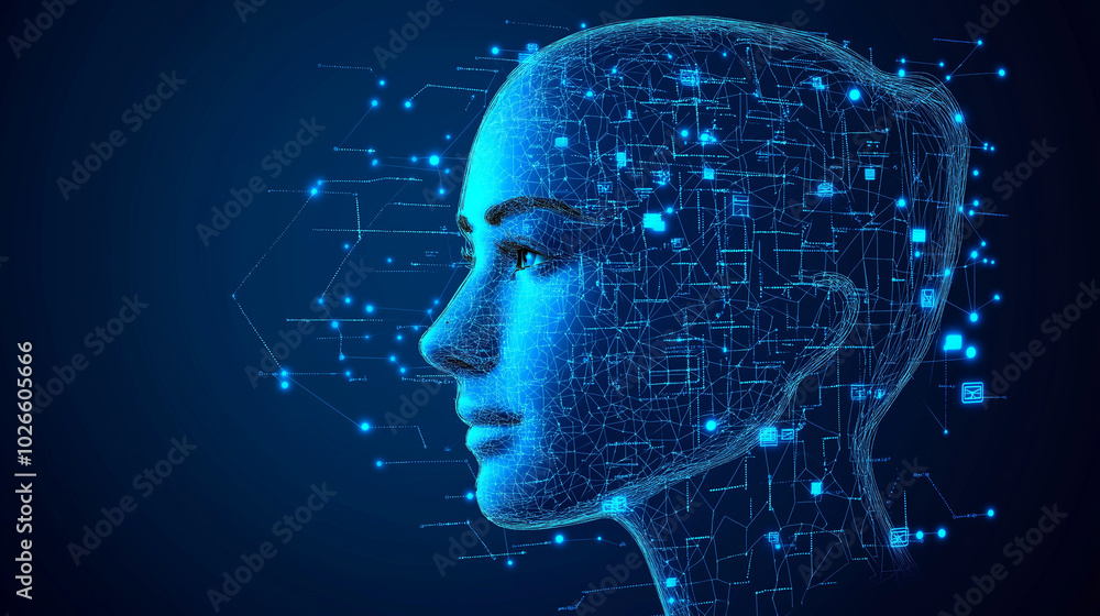 Illustration of facial recognition privacy concerns, featuring a face ...