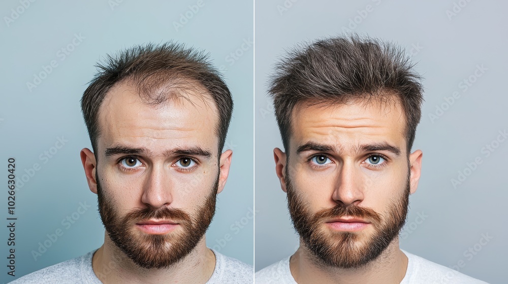 Transformation photo with a male subject, showing the left image of ...
