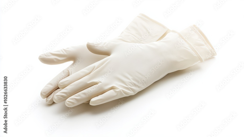 Clean and Protective: A pair of pristine, white latex gloves lies ...