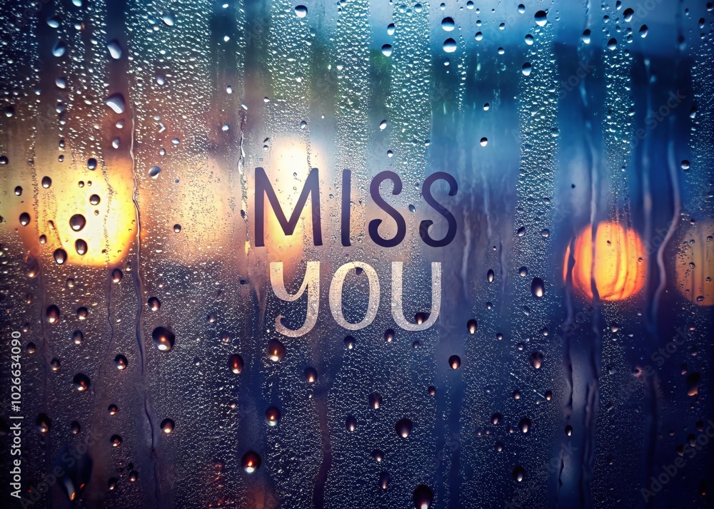 Emotional Raindrops with Miss You Message - Moody Background for ...