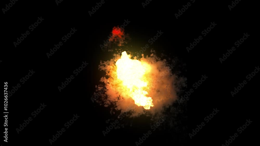 Massive explosion top view on transparent background 3d rendering of ...