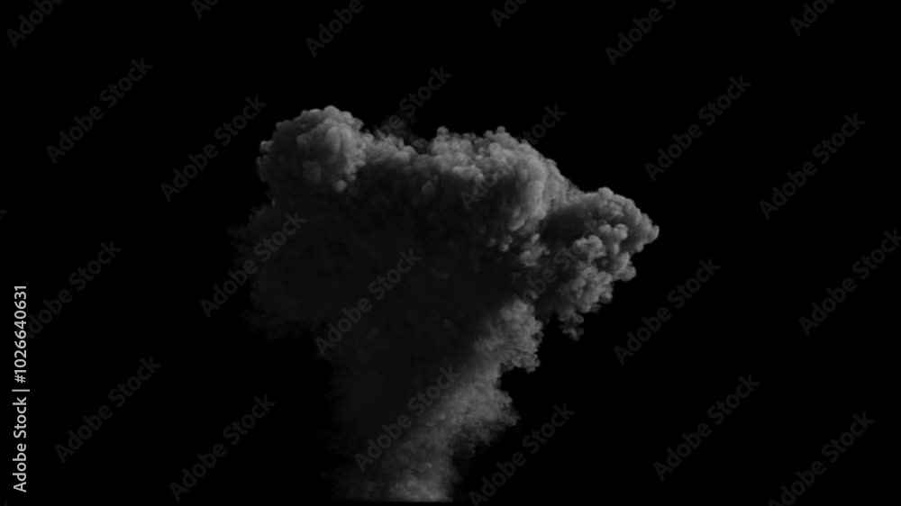 Large explosion front view on transparent background 3d rendering of ...