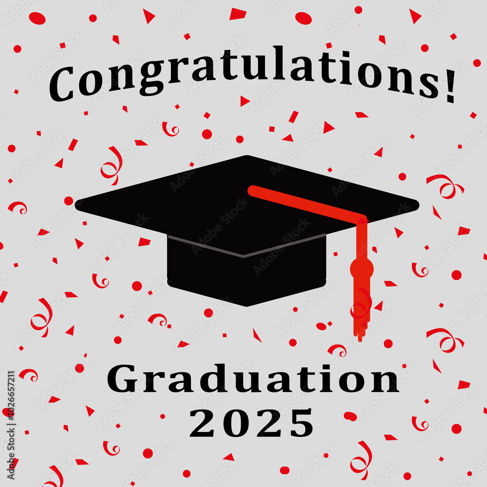 Class of 2025 design template in grey, black and red colors ...